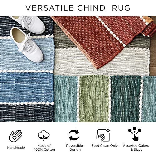 DII Chindi Home Collection Handwoven Multicolor Area Rag Run, 2x3', Denim