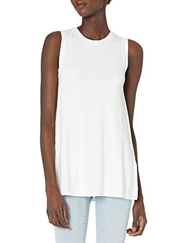 Amazon Essentials Women's Jersey Relaxed-Fit Muscle-Sleeve Swing Tunic (Previously Daily Ritual), White, Medium