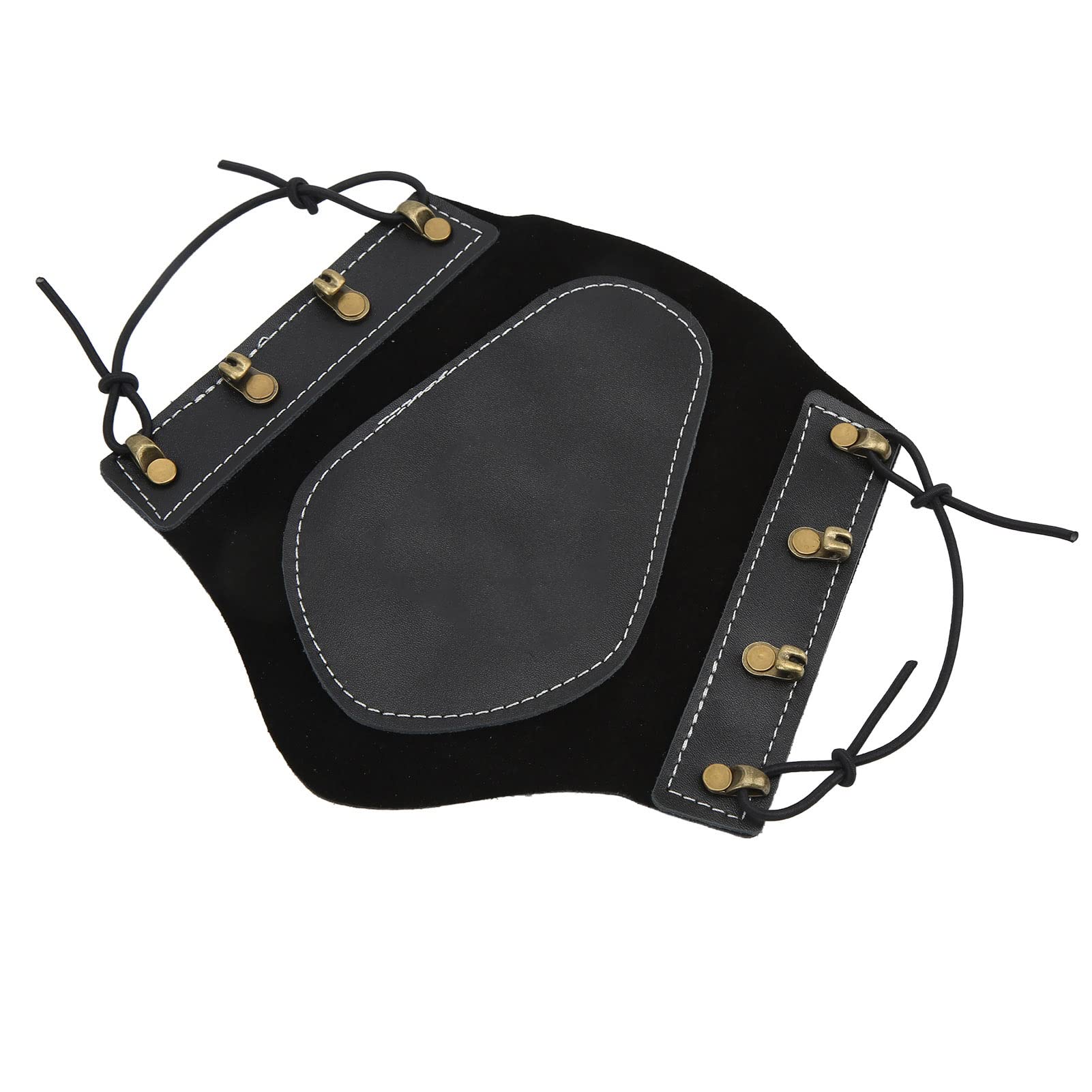 Archery Arm Guard, PU Leather Arm Guard Strong Force Adjustable Cord Cowhide Arm Guard with Brass Pattern Decorative Buckle for Archery(Black) Archery Arm Guard Leather