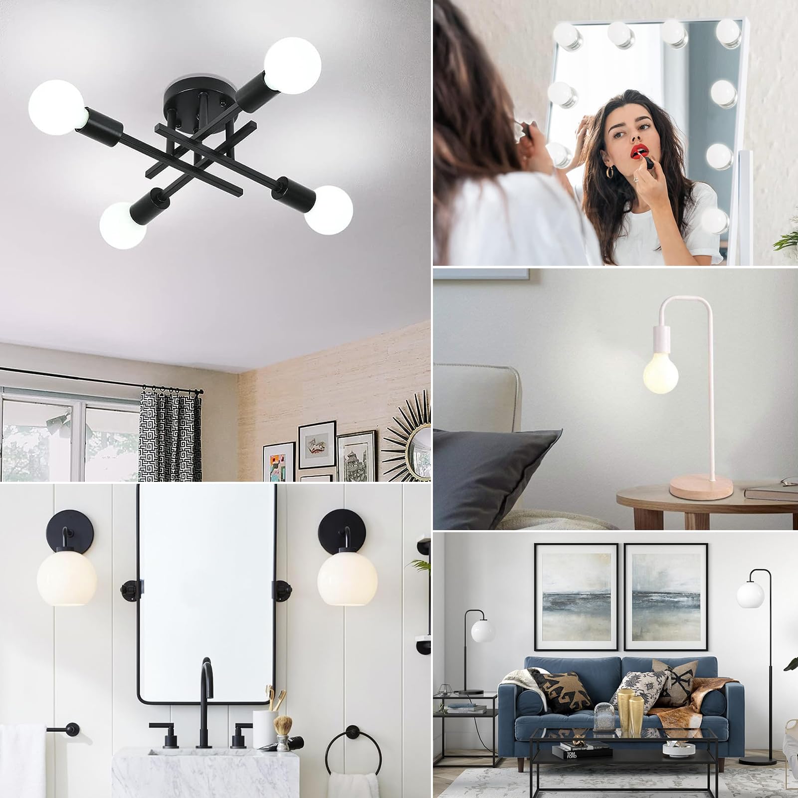 CRIRY G25 Dimmable LED Globe Light Bulbs 60 Watt Equiv, 6W 5000K Daylight Bathroom Vanity Light Bulbs, G80 Large Edison Round LED Light Bulbs for Sputnik Chandelier 800LM CRI85, E26 Base, 8Packs