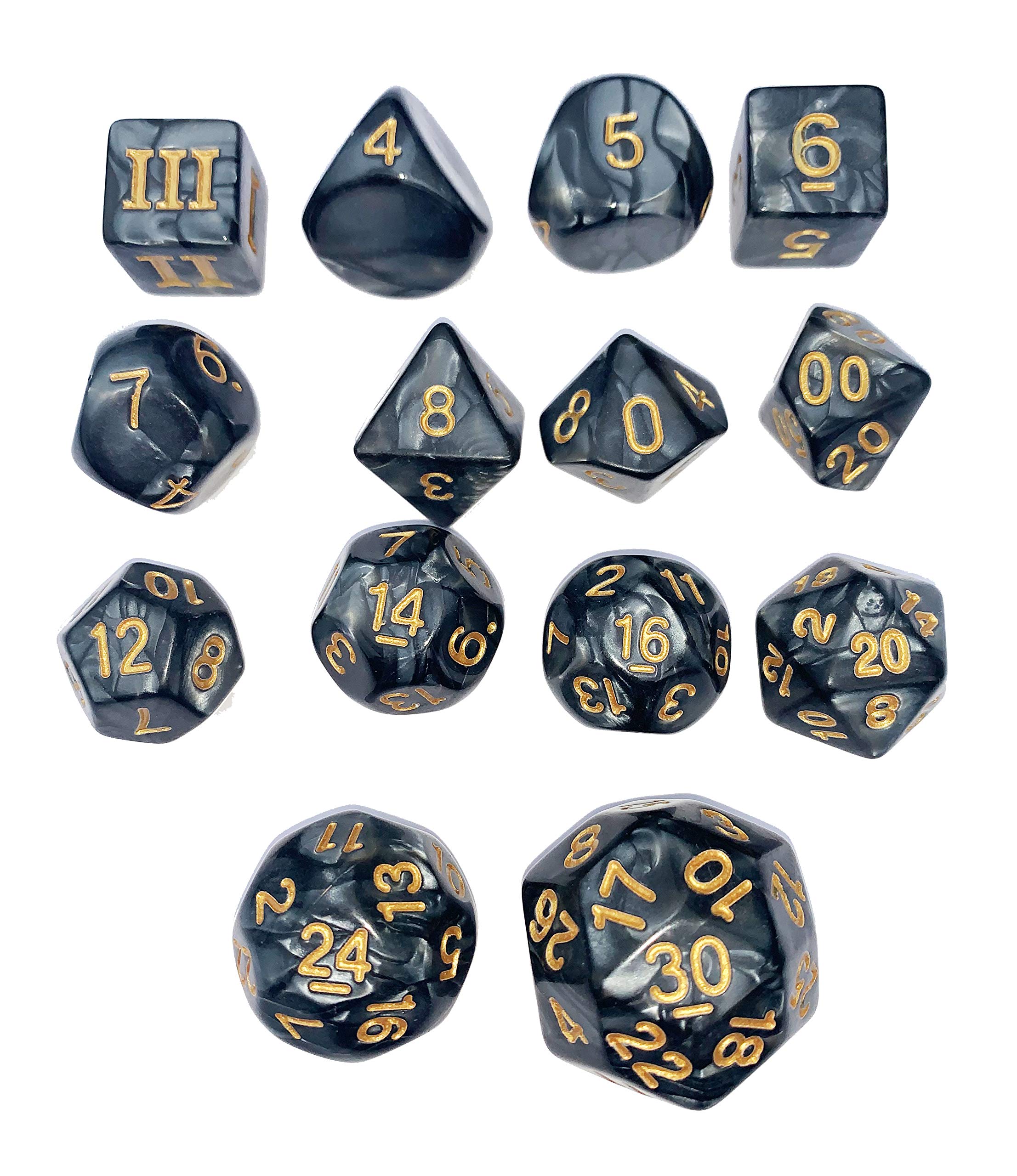 Gorgon's Gaze - 14 Unusual Dice Set Approved for Use with Dungeon Crawl Classics - DCC - Unleashed Arcana