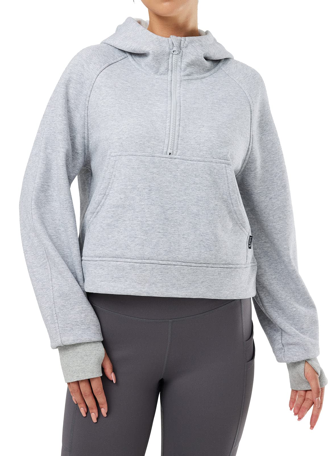 BALEAF Women's Cropped Sweatshirt Half Zip High Neck Pullover Long Sleeve Tops Ribbed Corset Hems Cozy Stand Collar Black M
