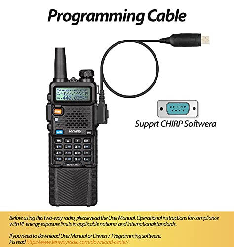 Ham Radio Walkie Talkie UV-5R Pro 8W Dual Band Two Way Radio with 3800mAh Battery and Handheld Speaker Mic and Antenna 2Pack and One USB Programming Cable