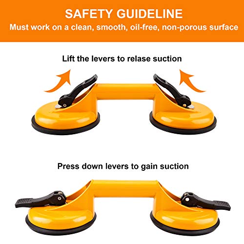 Floor Gap Fixer Tool for Laminate Floor Gap Repair Include Premium Quality Heavy Duty Aluminum Suction Cup and Fiberglass Handle Rubber Mallet (Yellow) - Can't Use on Scraped Surface Floor