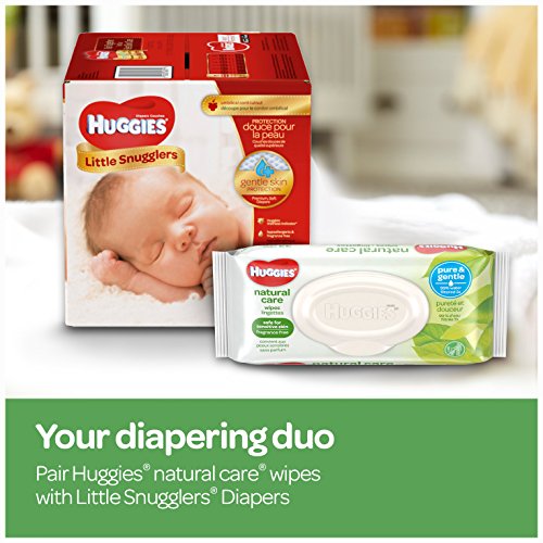 HUGGIES Natural Care Unscented Baby Wipes, Sensitive, Water-Based, 6 Flip-top Packs, 56 Count (Pack of 6)