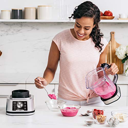 Ninja SS351 Foodi Power Blender & Processor System 1400 WP Smoothie Bowl Maker & Nutrient Extractor* 6 Functions for Bowls, Spreads, Dough & More, smartTORQUE, 72-oz.** Pitcher & To-Go Cups, Silver