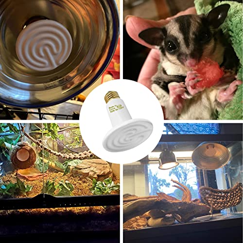 FIVEAGE 50W Ceramic Heat Lamp Bulb, Infrared Reptile Heat Emitter, Reptile Heat Bulbs, Pet Brooder Coop No Light No Harm for Snake Bearded Dragon Turtle-2 Pack