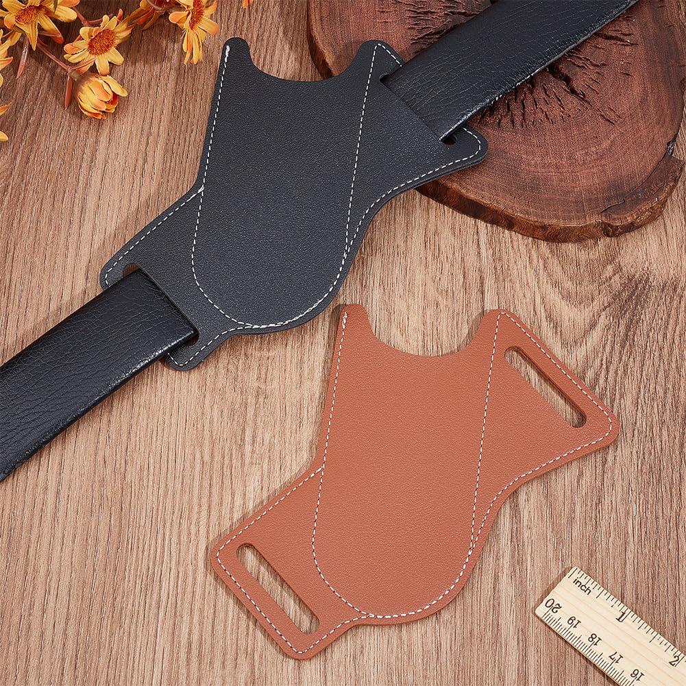 DELORIGIN 2pcs Leather Knife Sheath 2 Colors Belt Pocket Folding Knife Holder Belt Trapper Knife Carrier Pocket EDC Belt Knife Holster Open Top Knife Belt Sheath for Men Folding Knife Carrier Keys