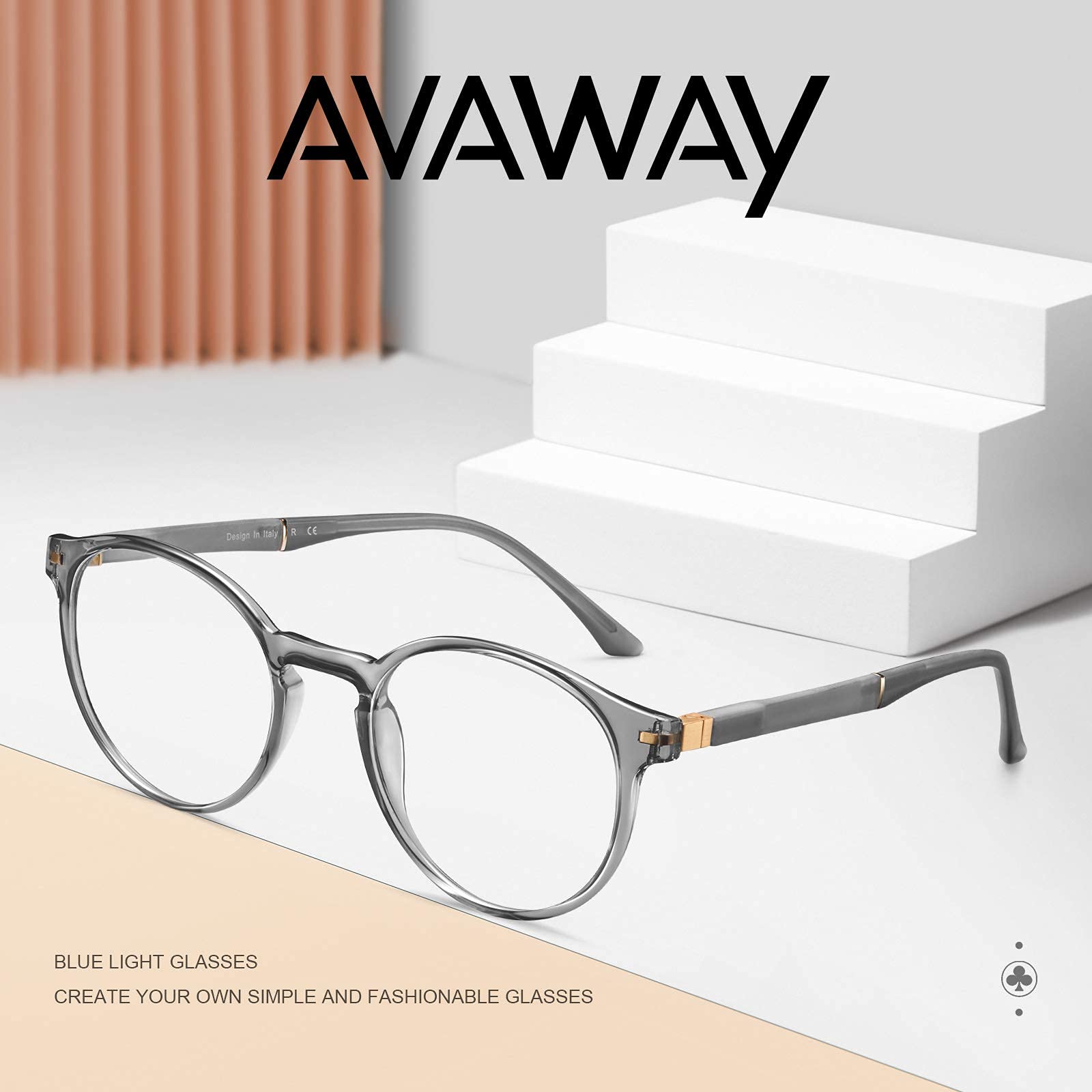 AVAWAY Blue Light Blocking Glasses Gaming and Computer Glasses for Women UV400 Round Frame Eyewear