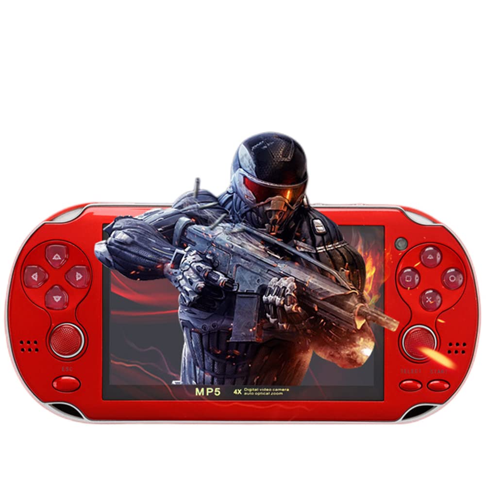 Handheld Portable Game Console,ANXTO Mini Retro Player Built-in Classic Games 4.3 Inch 8G Built-in Free 10000 Games+LCD Screen MP4 Function,Present for Kids and Adult red