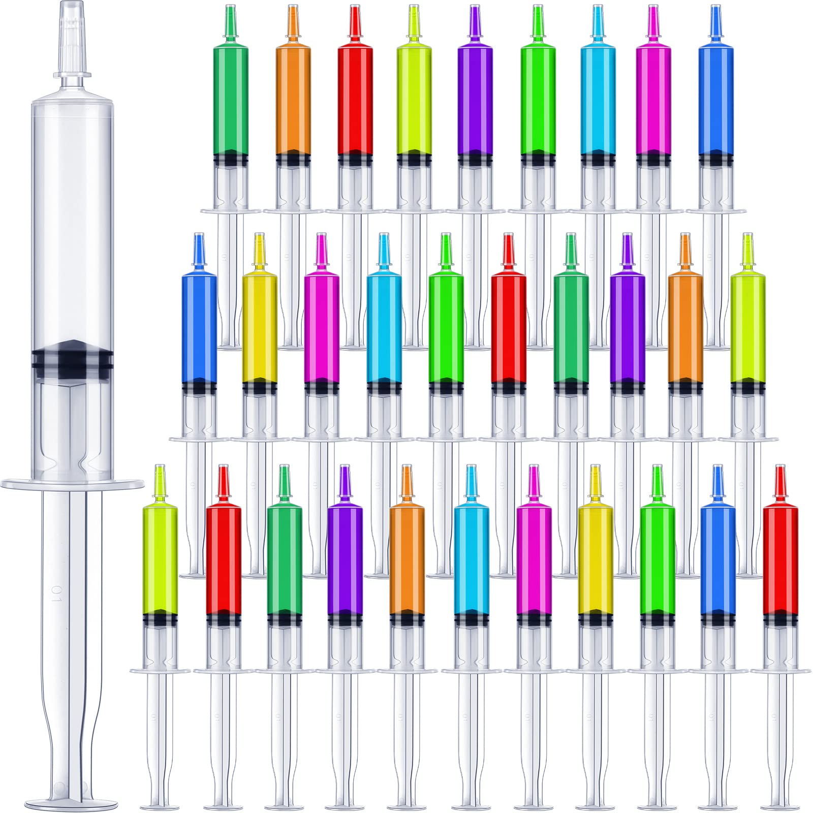 Eccliy Syringes with Cap 10 ml 0.34 oz Reusable Plastic Syringes Durable for Nurses Graduation Bachelorette Summer Parties(200 Pcs)