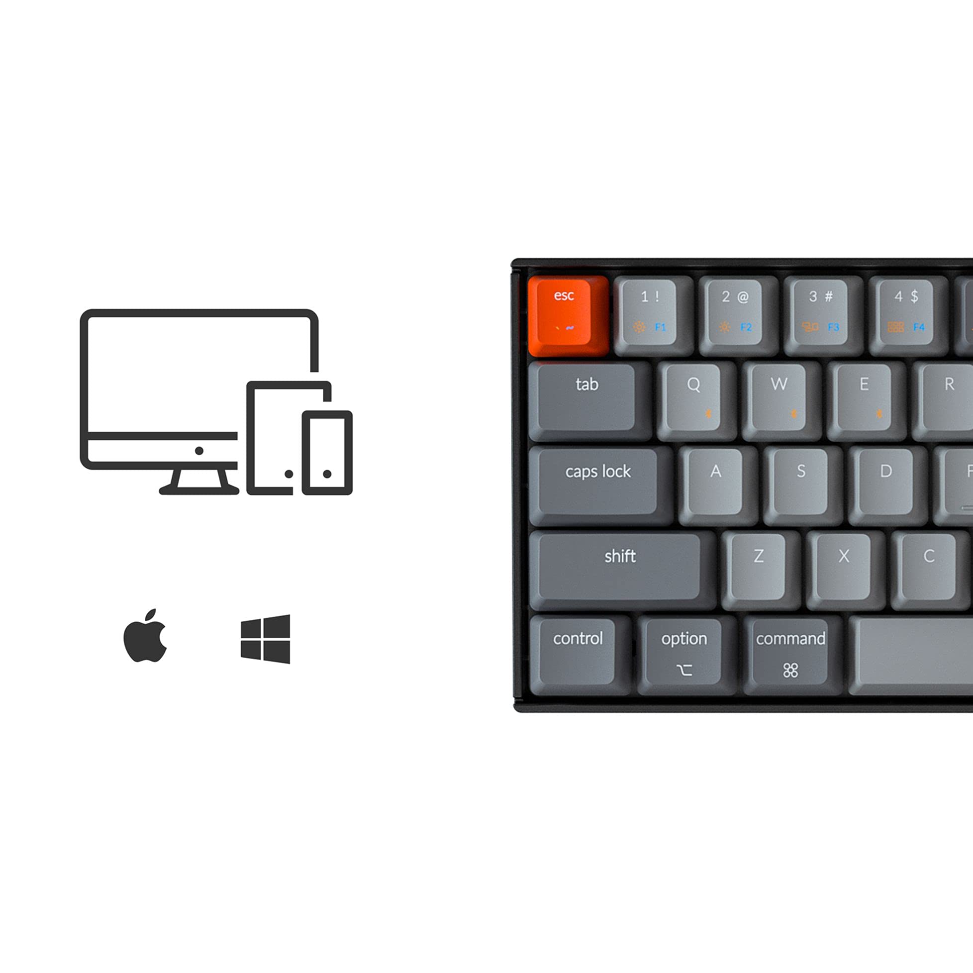 Keychron K6 65% Compact 68 Keys Wireless Mechanical Keyboard for Mac, Hot-swappable White Backlight, Bluetooth, Multitasking, Type-C Wired Gaming Keyboard for Windows with Gateron Brown Switch