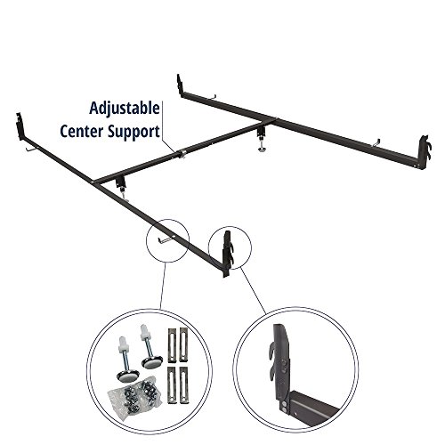 Glideaway DRCV1L Bed Rail System - Adjustable Steel Drop Rail Kit to Convert Full Size Beds to Fit Queen Size Mattresses - Suitable For Antique Beds - Hook-in Attachments