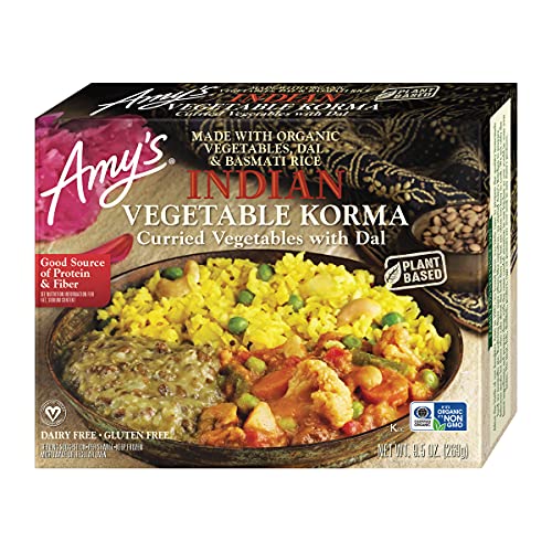 Amy's Frozen Meals, Indian Vegetable Korma, Made With Basmati Rice, Organic Vegetables, Gluten Free Microwave Meals, 9.5 Oz