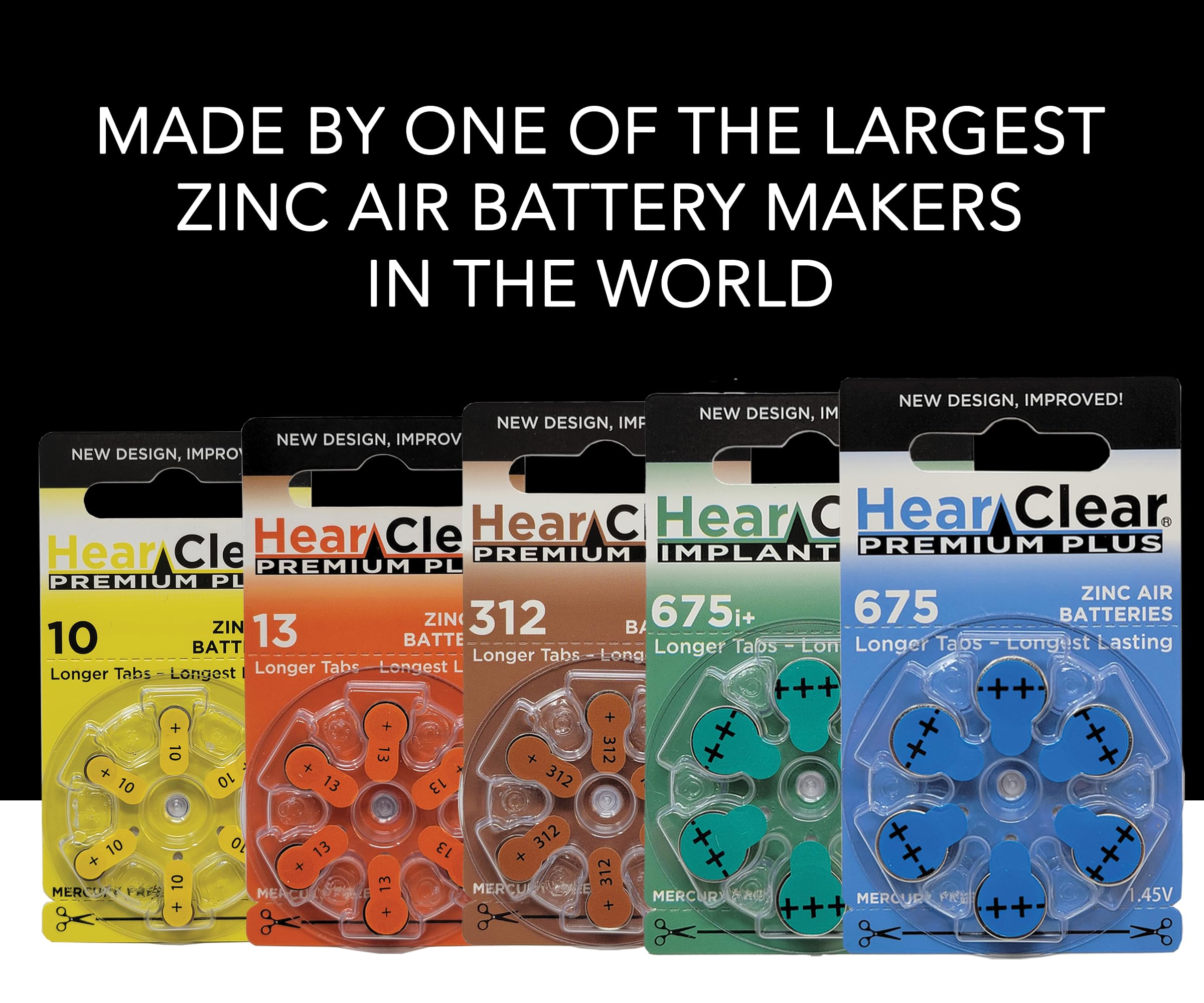 Hear Clear Size 675P Cochlear Implant Hearing Aid Batteries (60 Pack) + Battery Holder Keychain