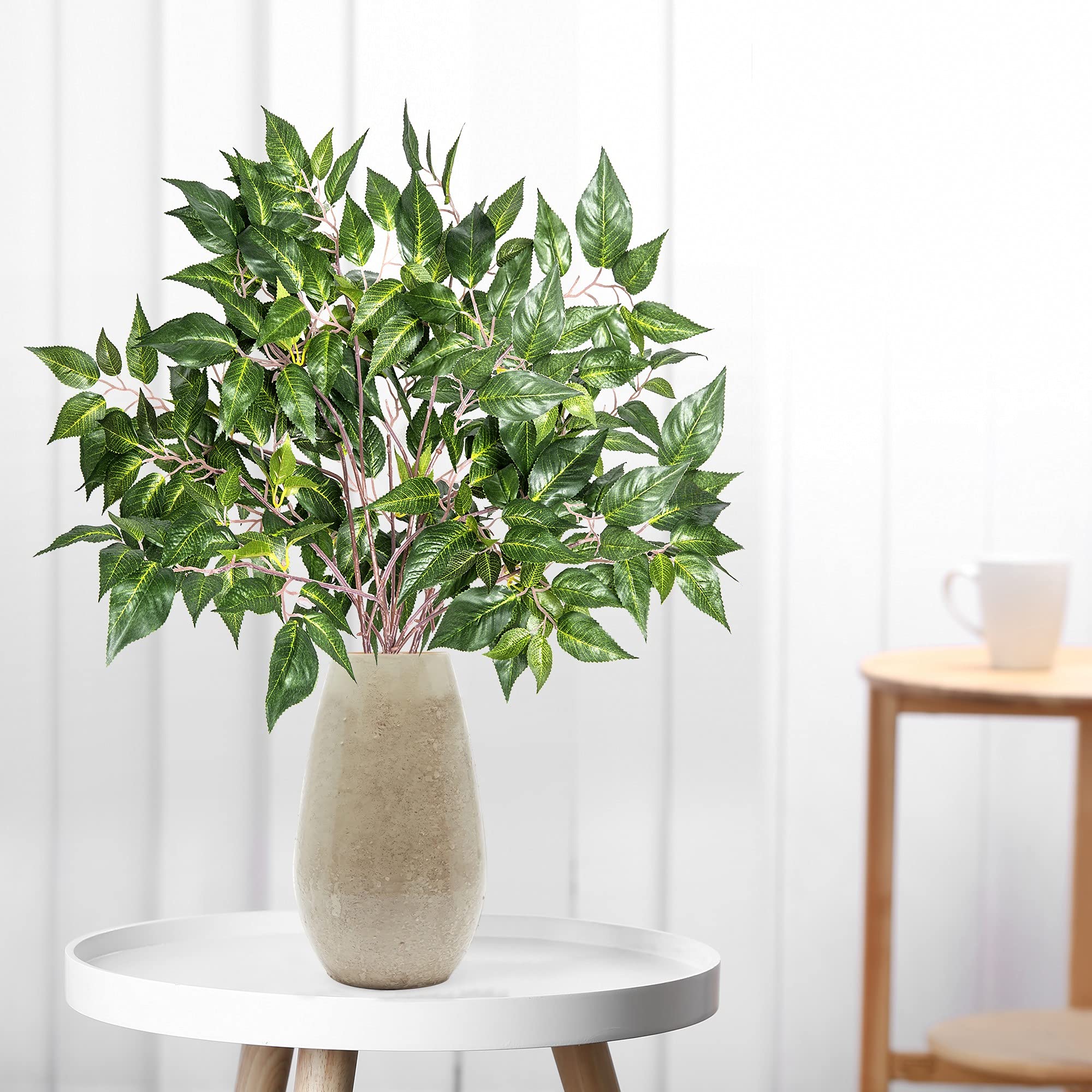 Grand Verde Ficus Tree Branches Artificial Greenery Bulk Faux Plants Green Silk Leaves 23” Long Stems DIY Home Decor Indoor Outdoor, 4pcs