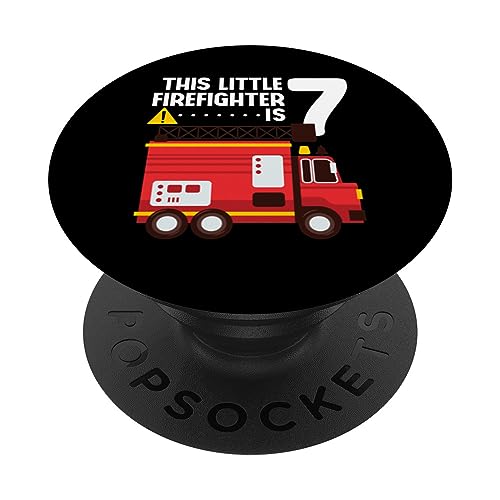 Fire Truck 7th Birthday Firefighter Fireman 7 Year Old PopSockets Swappable PopGrip