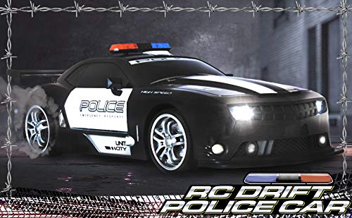 Haktoys Remote Control Police Car RC High Speed Cop Chase 1:12 Scale Radio Control Patrol Sports Vehicle with Headlights
