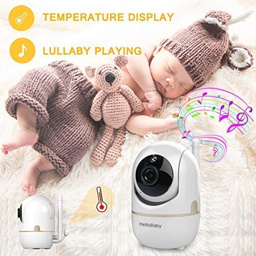 Baby Monitor with Remote Pan-Tilt-Zoom Camera and 3.2'' LCD Screen, Infrared Night Vision, Temperature Display, Lullaby, Two Way Audio, with Wall Mount Kit (Renewed)