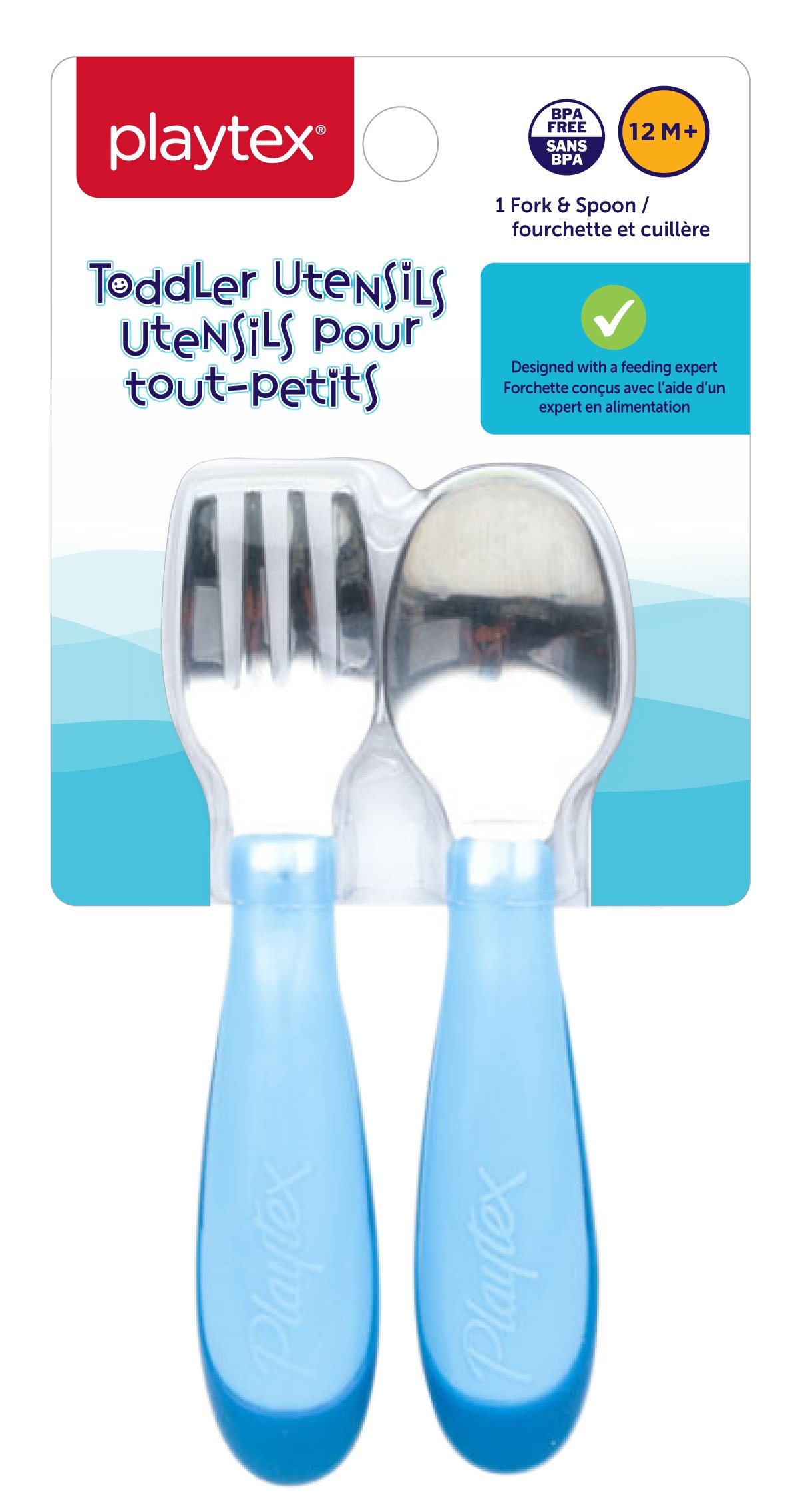 Playtex 05910 Mealtime Toddler Utensil Set Assorted Colors 2 Count