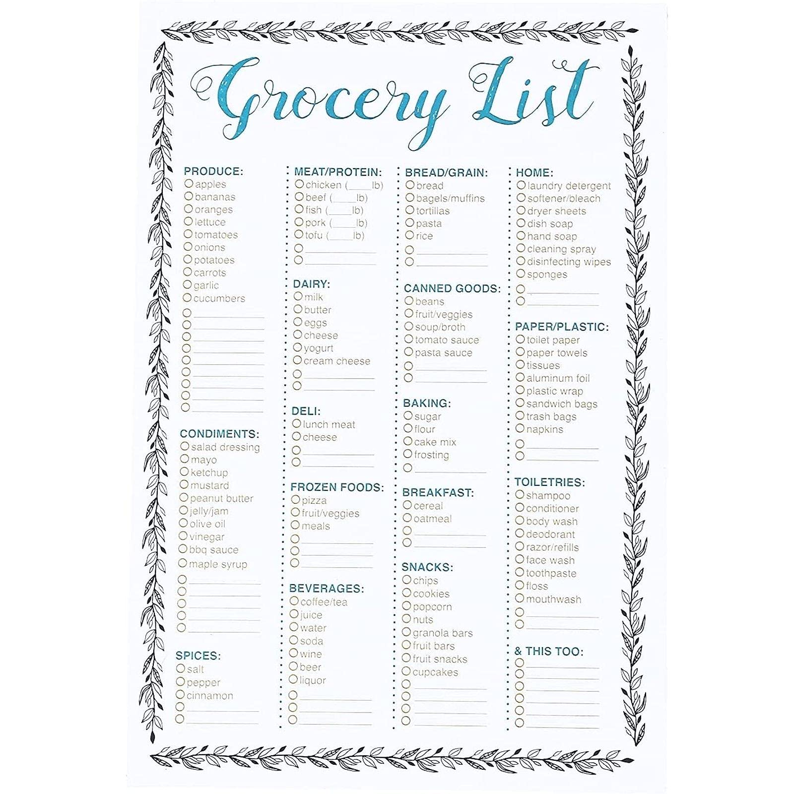 Magnetic Grocery List Pad for Fridge (100 Sheets, 9.25 x 6.25 In, 2 Pack)