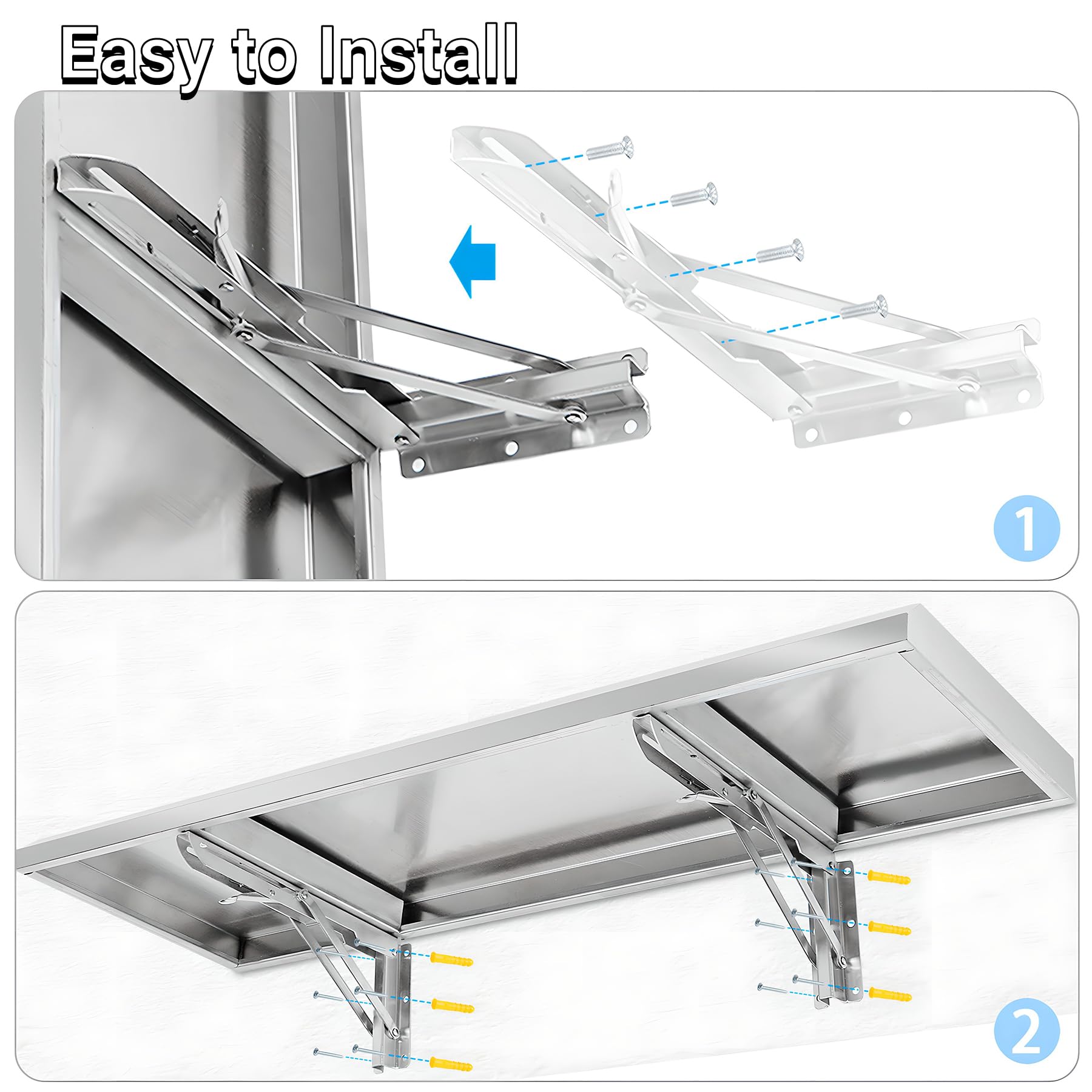 Toriexon Folding Concession Shelf 48" x 12β, Drop Down Concession Serving Window, Stainless Steel Shelf Serving Food Shelf for Windows