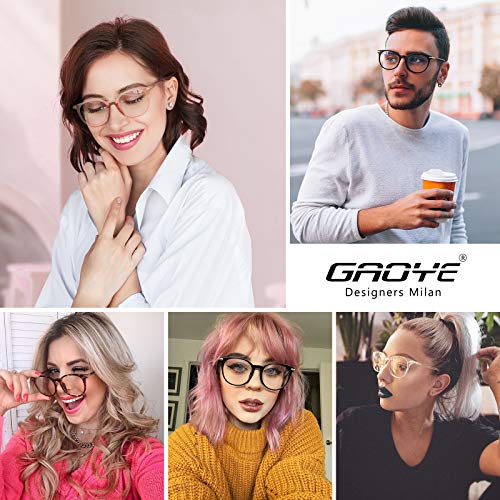Gaoye Blue Light Blocking Glasses, Retro Round Eyewear Frame Anti Eyestrain Computer Glasses for Women Men - GY1688 (Tea Leopard/Transparent Lens)