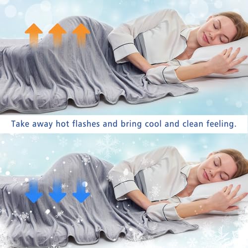 EMME Cooling Blankets Queen Size (90"x 90") for Hot Sleepers, Summer Bed Blanket, Thin Light Bedspread Quilt Coverlet for Night Sweats, Double Sided Keep Body Cool, Grey Cold Blankets for Sleeping