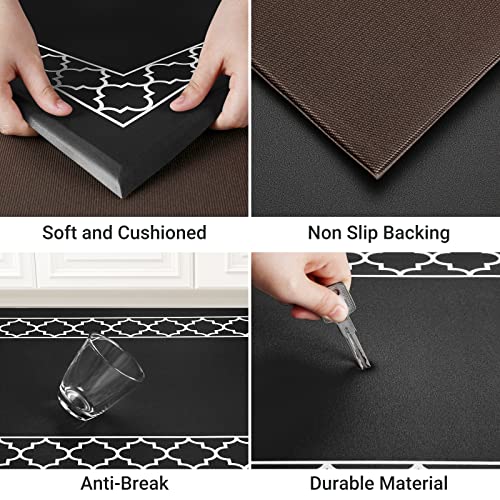 Mattitude Kitchen Mat [2 PCS] Cushioned Anti-Fatigue Kitchen Rug Non Slip Kitchen Mats and Rugs Waterproof Kitchen Rug Ergonomic Comfort Standing Mat for Kitchen, House, Floor, Sink, Office (Black)