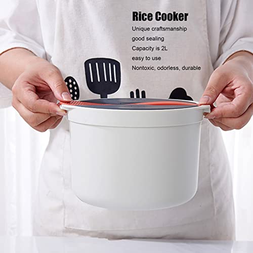 Haosie Microwave Rice Cooker, 2L Microwave Cookware, 7.3x7.3x5.1in Rice Steamer, Household Steam Pot, Microwave Rice and Pasta Cooker Portable Oven Rice Maker Set Kitchen Cookware(Orange)