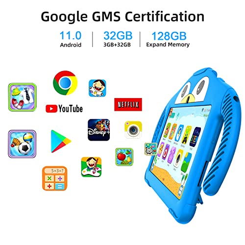 NORTH BISON Toddler Tablets Age 2-4, 7 inch Android 11 Tablet for Kids, 3GB 32GB Toddler Tablet with Bluetooth, WiFi, GMS, Parental Control, Dual Camera, Shockproof Case, Educational, Games