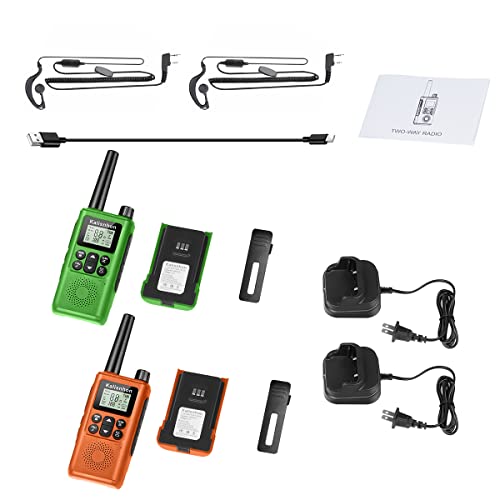 Kalisnhon Walkie Talkies Long Range with Call Alert NOAA Dual Watch Flashlight LCD Display VOX 22 Channels, Walkie Talkies for Adults with Charging Dock and Earpieces Li-ion Battery(2 Pack)