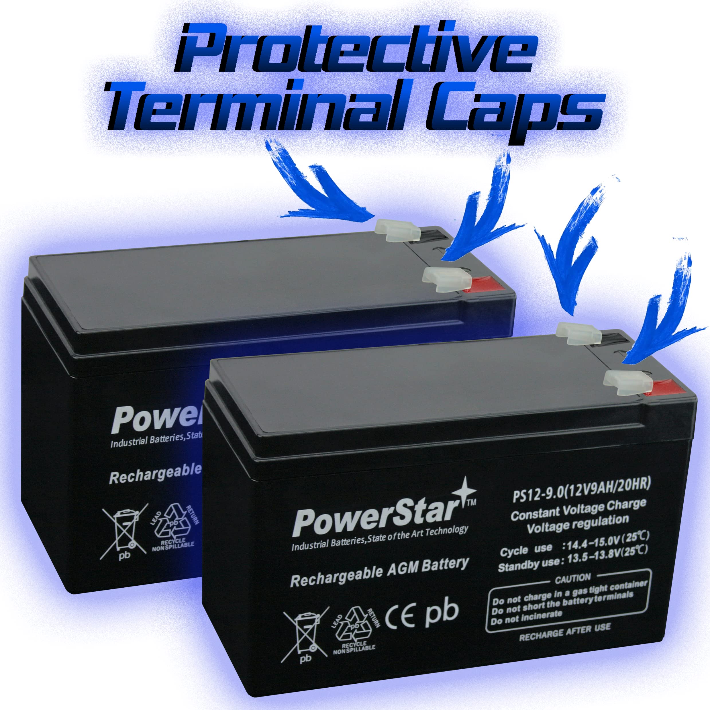 PowerStar® Replacement APC Back-UPS XS 1300VA BX1300LCD Replacement Battery (2) 12V 9.0ah Batteries
