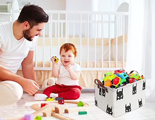 HIYAGON Kids Storage Basket Batman Easter Basket Cute Basket Empty Toy Storage Bin Organizer Box Rectangular Room Decor for Home Books(Black bats)