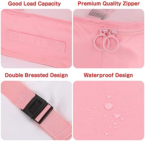 DIMJ Packing Cubes for Travel, 8Pcs Travel Cubes Set Pink Foldable Suitcase Organizer Lightweight Luggage Storage Bag