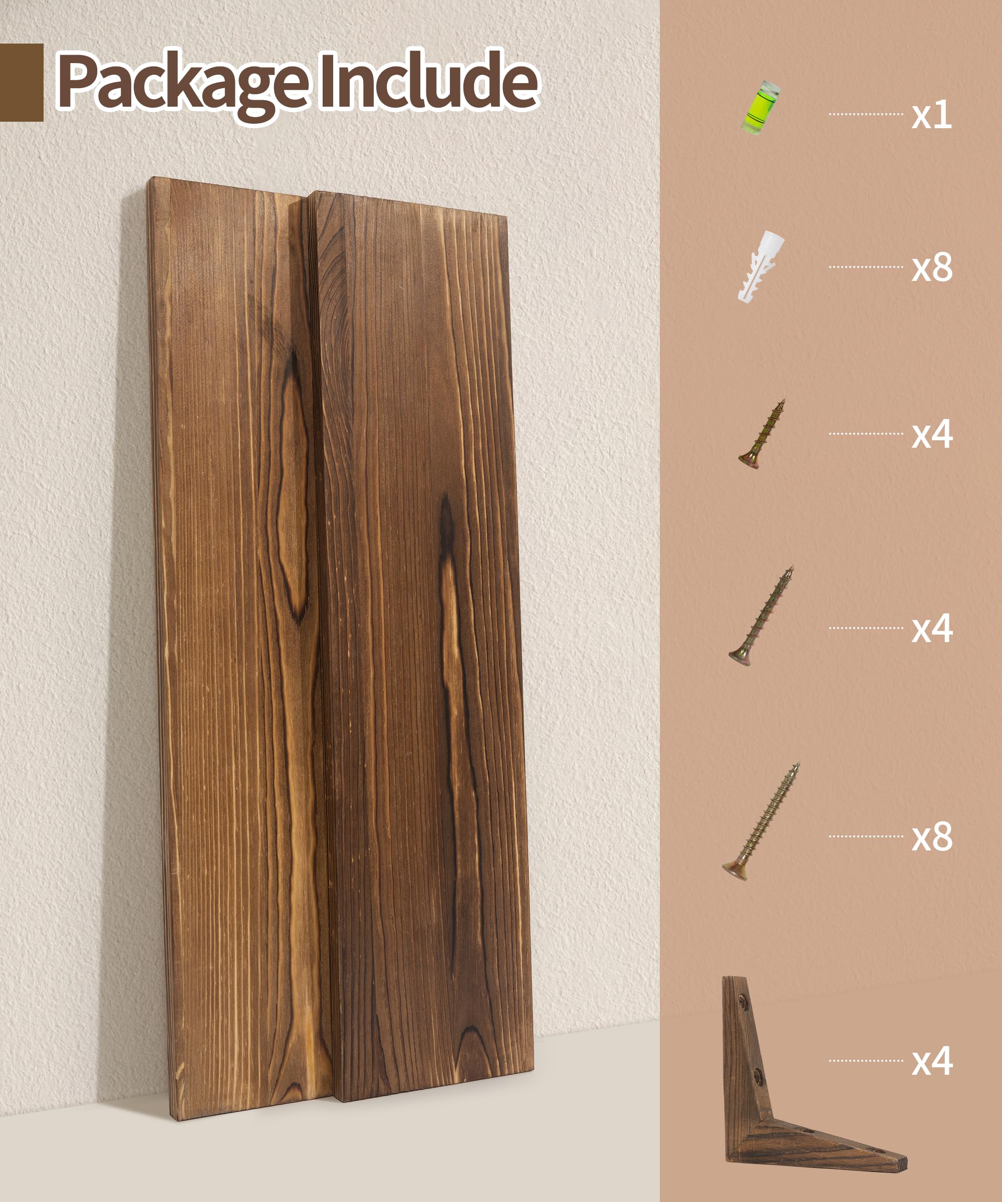 Godimerhea Floating Shelves for Wall, 24 Inch Rustic Bathroom Shelves Wall Mount Kitchen Storage Organizer for Laundry Bedroom Living Room, Brown