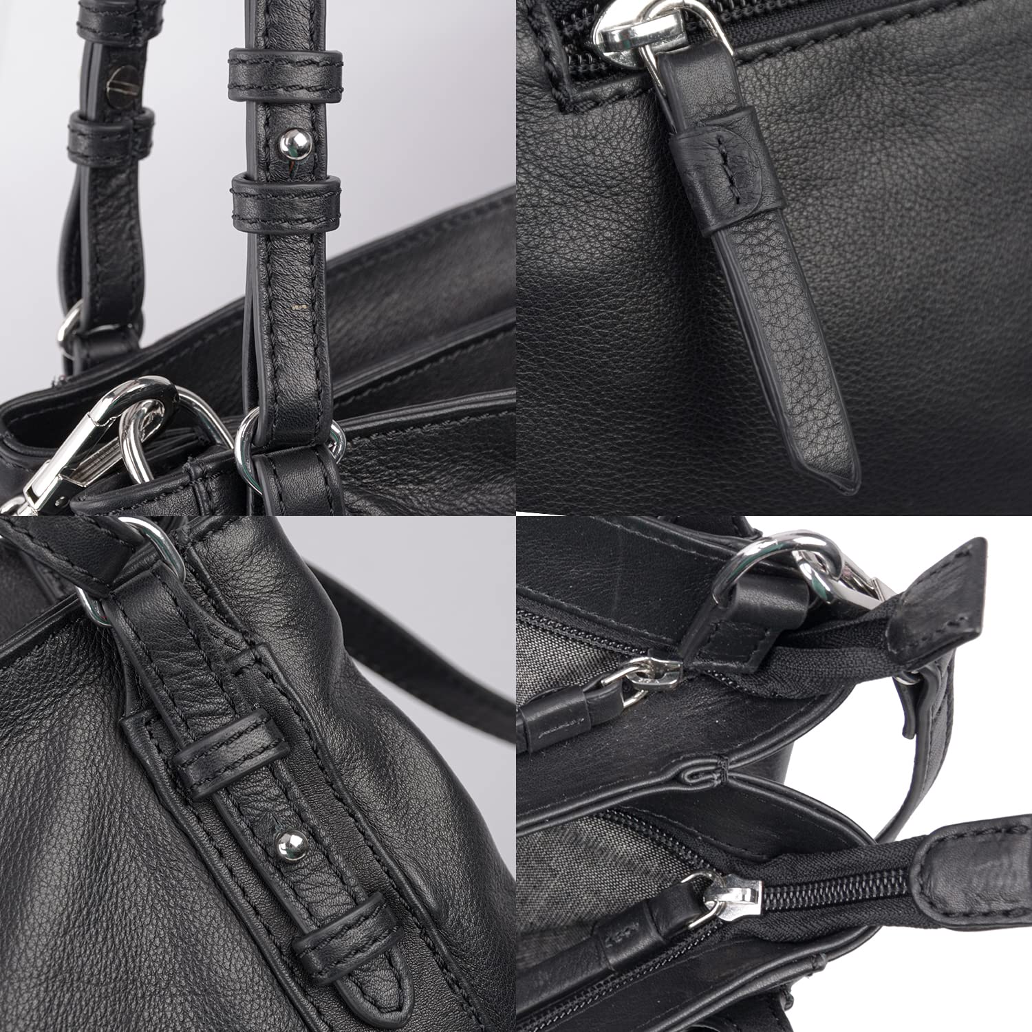 MARC PETER Hana Black Nappa Leather Hobo Bag for Women | Top Handle Satchel | Women Fashion Shoulder Bag