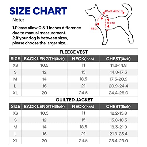 Dog Winter Coat Quilted Dog Jacket Reflective Insulated Dog Parka Detachable Fleece Liner Design Water Resistant Windproof Dog Clothes for Small Medium Dogs(XL, Dark Blue)