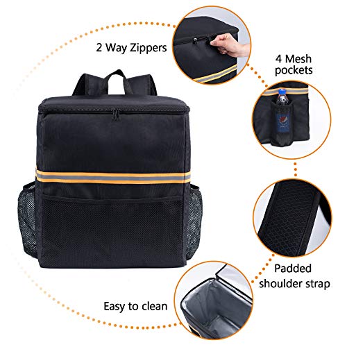ISFC Thermal Food Delivery Backpack with Cup Holders,Insulated Pizza Delivery Bag Waterproof Food Warmer Backpack for Ubers,Doordash,Camping,Groceries Backpack