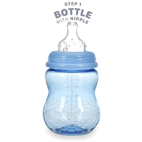 Nuby 3 Stage Tritan Wide Neck Grow with Me No-Spill Bottle to Cup, Blue, 8 Oz