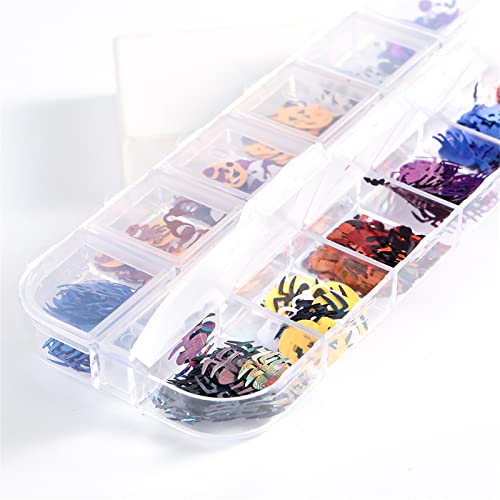 HMDABD Makeup Glitter for Eyes Nail Glitter Halloween Glitter And Halloween Nail Glitter And Witch Sequins And Pumpkin Glitter For DIY Resin Craft Nail Design Stencils(Black