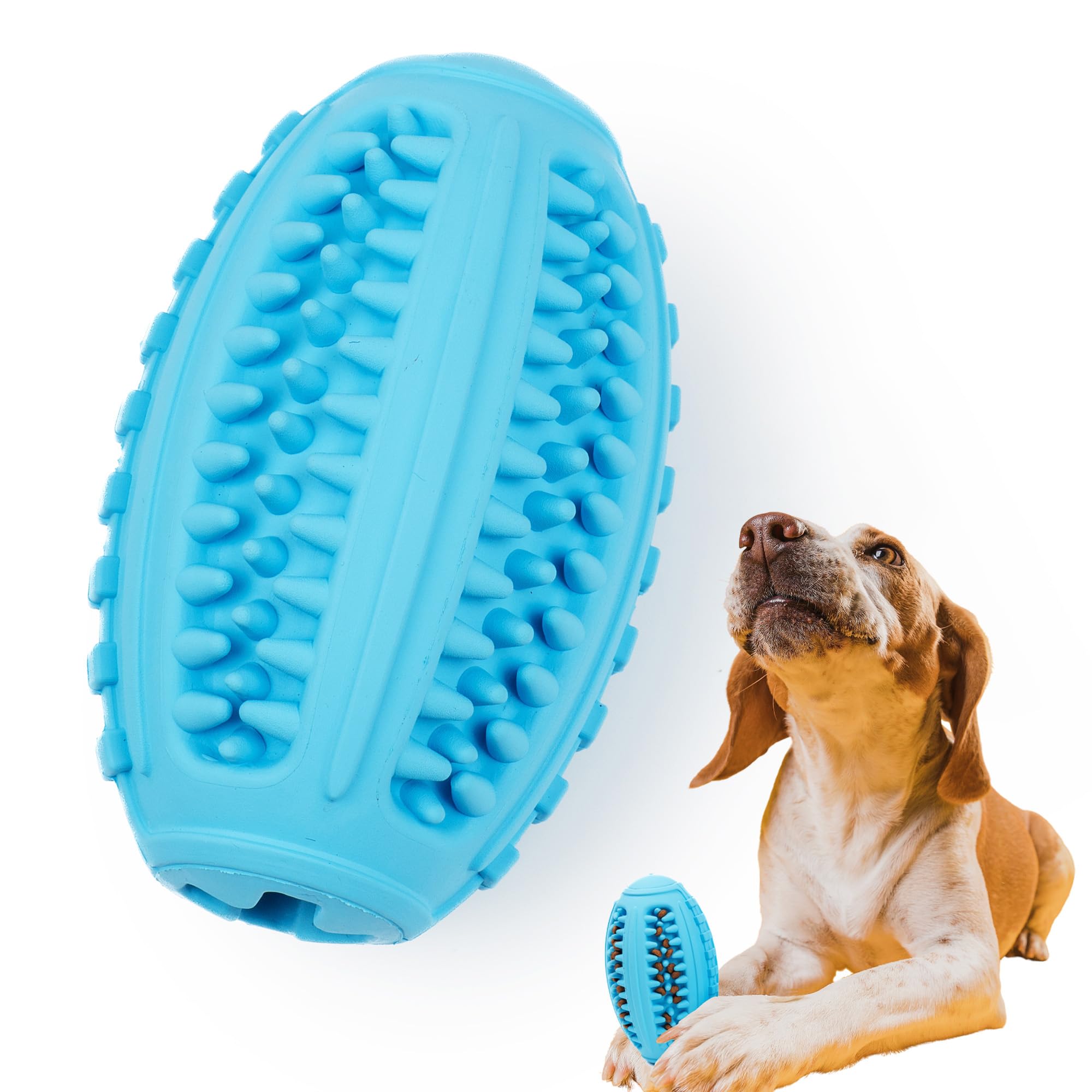 PETSPLICITY Dog Chew Toy for Aggressive Chewers Durable, Safe, and Interactive Treat Dispensing Ball Toy - Tough, Long-Lasting Rubber Chew Toys for Large and Medium Breeds - Teeth Cleaning, Non-Toxic
