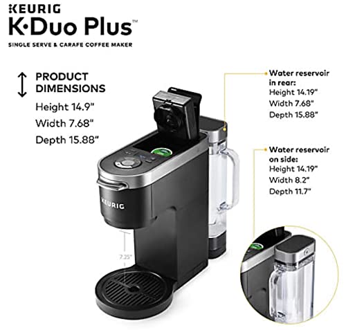 Keurig K-Duo Plus Coffee Maker, with Single Serve K-Cup Pod and 12 Cup Carafe Brewer, Black (12-Cup Thermal Carafe and 15 K-Cup Pods included)