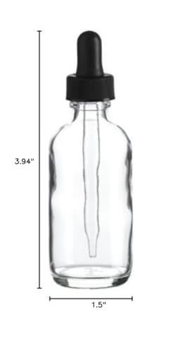 Premium Vials B37-12CL Boston Round Glass Bottle with Dropper, 2 oz Capacity, Clear (Pack of 12)