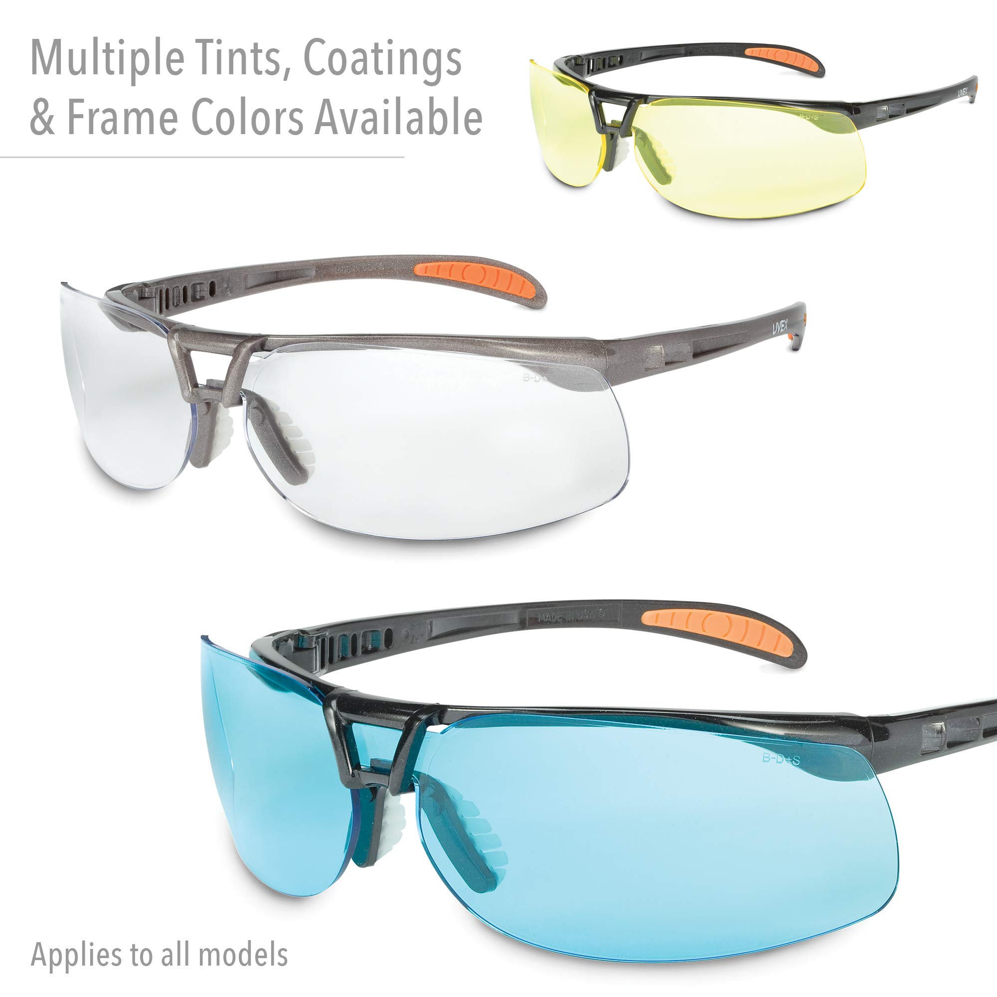 Honeywell Uvex Ademco by Protégé Safety Glasses, Metallic Black Frame with Clear Lens & Ultra-Dura Anti-Scratch Hardcoat (S4200-H5)