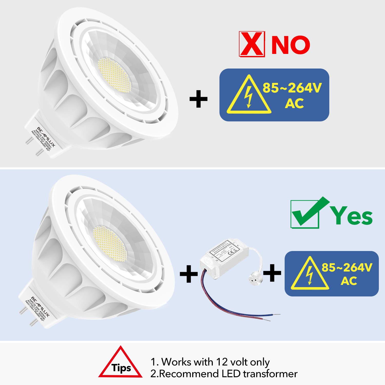 BEAMLUX Purple color MR16 LED Bulbs, Gu5.3 Bi-Pin Base, Non Dimmable, 50W Halogen Replacement, Spotlight for Outdoor Landscape Yard Garden Tree Pool Holiday Lighting, AC/DC12V, 40 Deg, 6-Pack