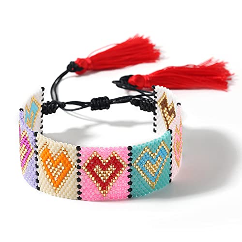 BALIBALI Seed Beads Bracelet Evil Eye Star Lips Bracelet Cuff Women Bangle Hot Summer Charms Loom Woven Jewelry (3 Set C)