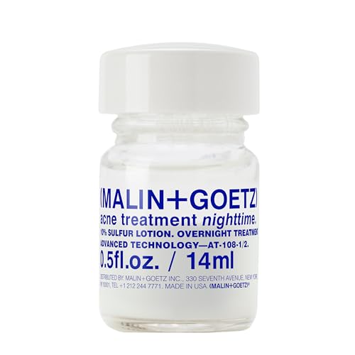 Malin + Goetz Acne Treatment Nighttime, 0.5 Fl. Oz. - Overnight Sulfur Acne Spot Treatment, Blemish Control & Scar Treatment, All Skin Types, Vegan & Cruelty Free