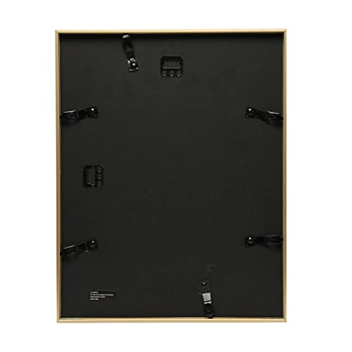 FrameWorks 11”x14” Matted to 8”x10” – Deluxe Brass Gold Aluminum Contemporary Picture Frame with Tempered Glass and Removable Mat