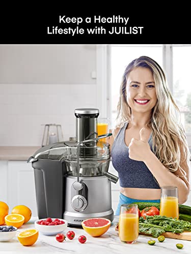 JUILIST Juicer Machines, 1000W Juicer Vegetable and Fruit with 3.2" Wider Mouth Food Chute, Easy to Clean, Large Power(1300W Peak)Juicer Extractor, 4S Fast Juicing & 2 Speeds Setting, Silver